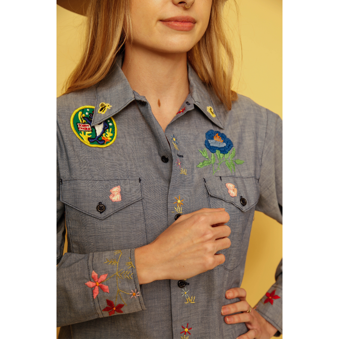 Embroidered Button Up Shirt – The Owl's Attic